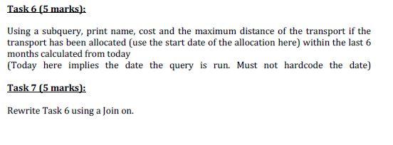 Solved Need help for Task 6 and 7 previous answer did not | Chegg.com