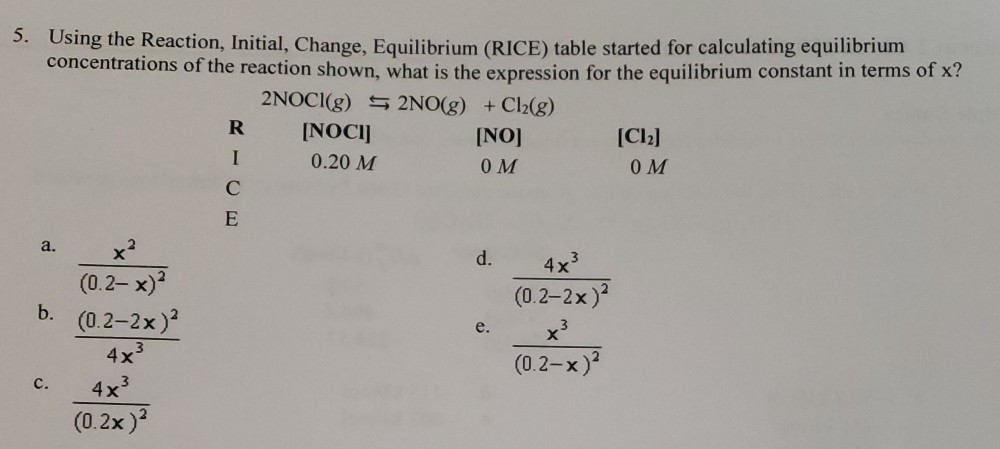 Solved 5. Using the Reaction, Initial, Change, Equilibrium | Chegg.com