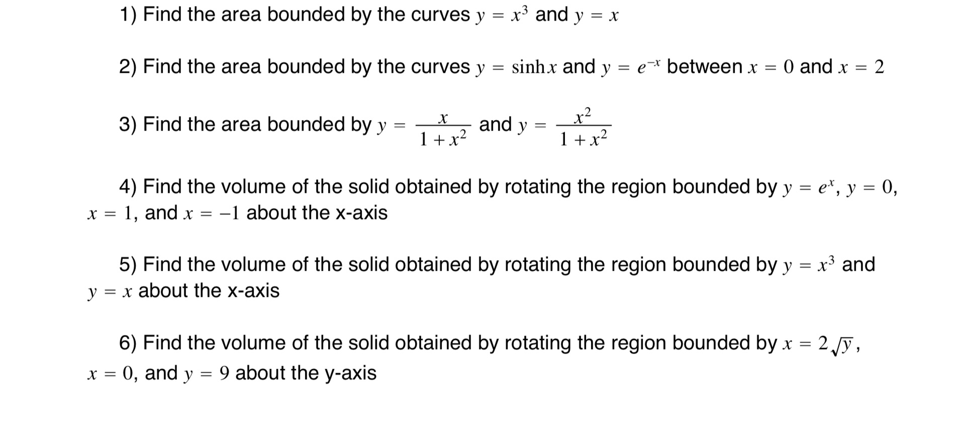 Solved 1) Find the area bounded by the curves y x3 and y x | Chegg.com