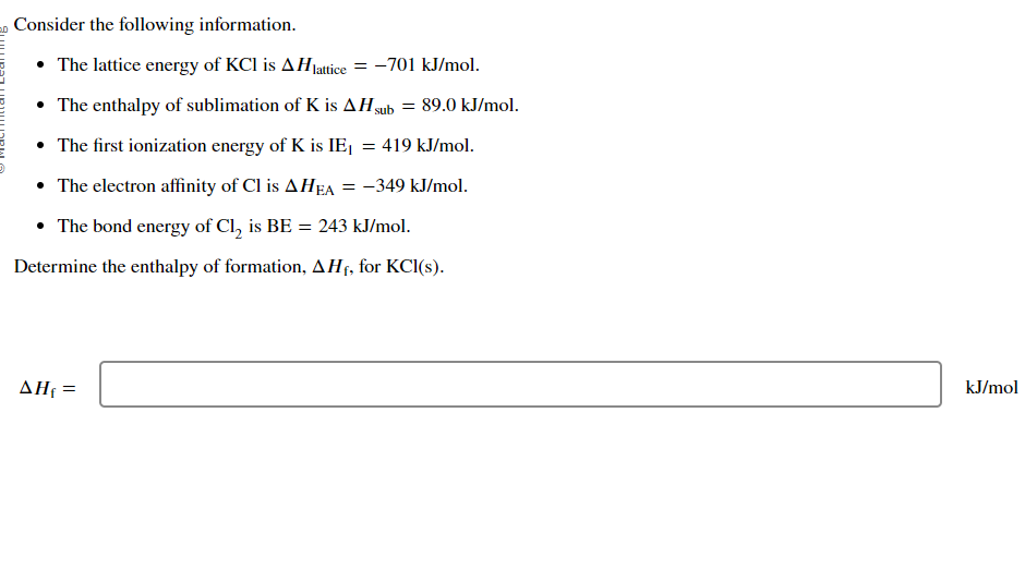 Solved Consider the following information. - The lattice | Chegg.com