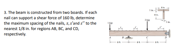 Solved 3. The beam is constructed from two boards. If each | Chegg.com