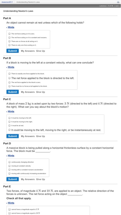 Solved Understanding Newion's Laws Part A An object cannot | Chegg.com
