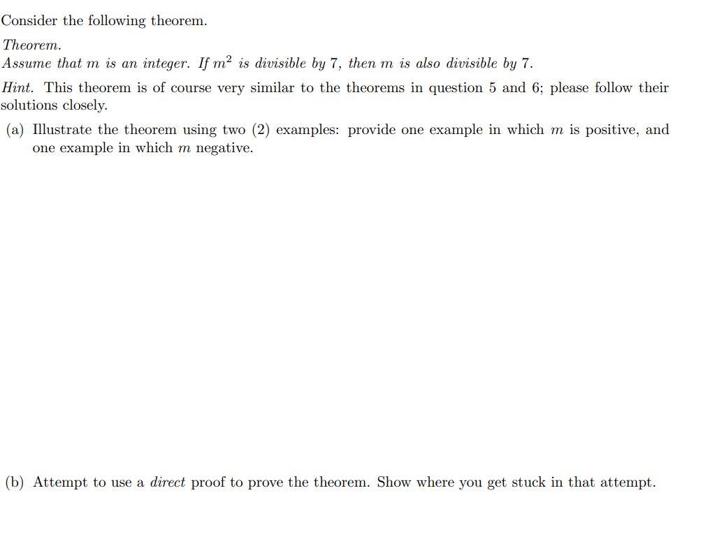 Solved Consider the following theorem. Theorem. Assume that | Chegg.com