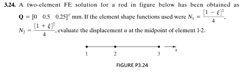Solved 3.24. A two-element FE solution for a rod in figure | Chegg.com
