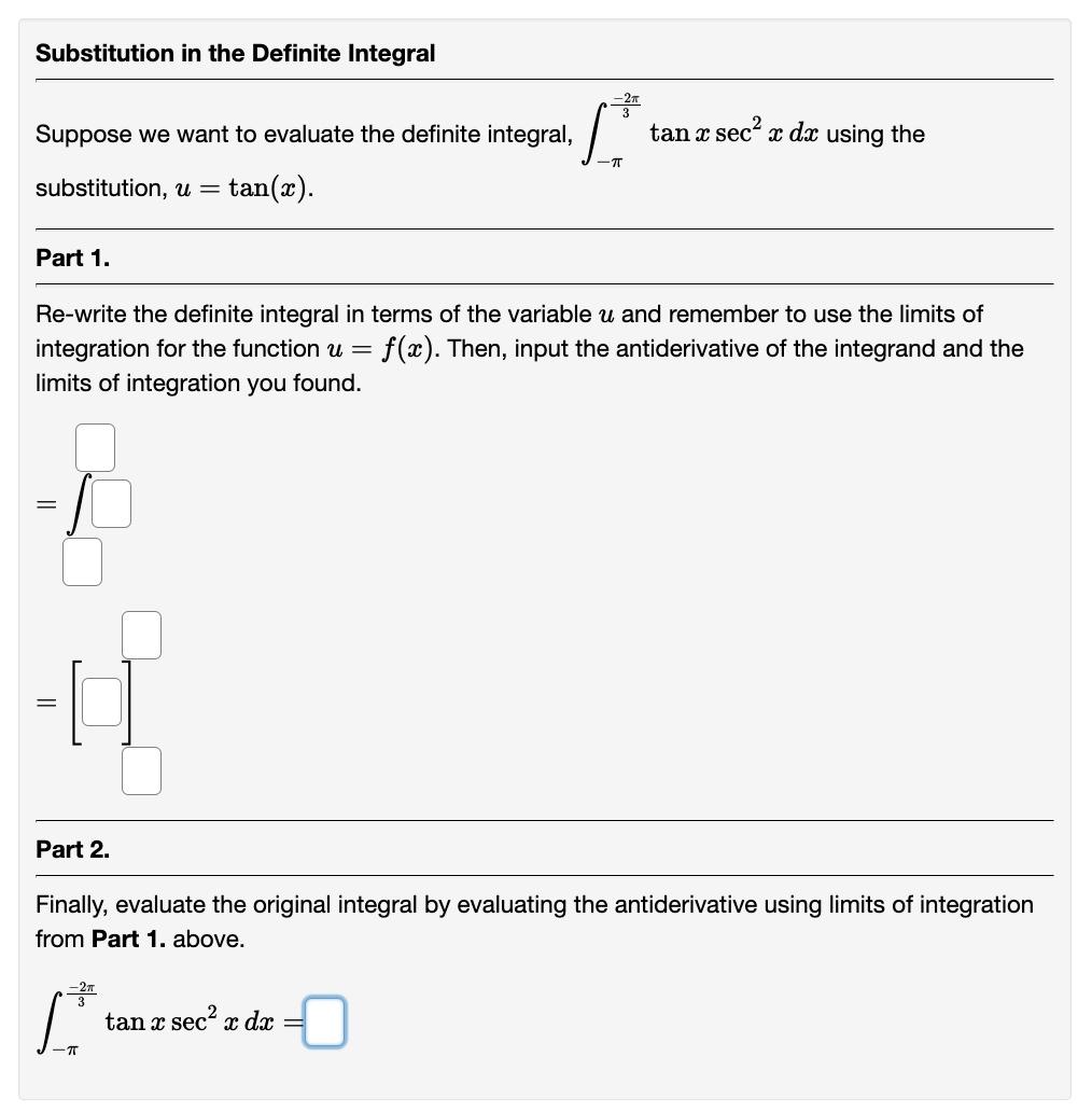 Solved Substitution in the Definite IntegralSuppose we want | Chegg.com