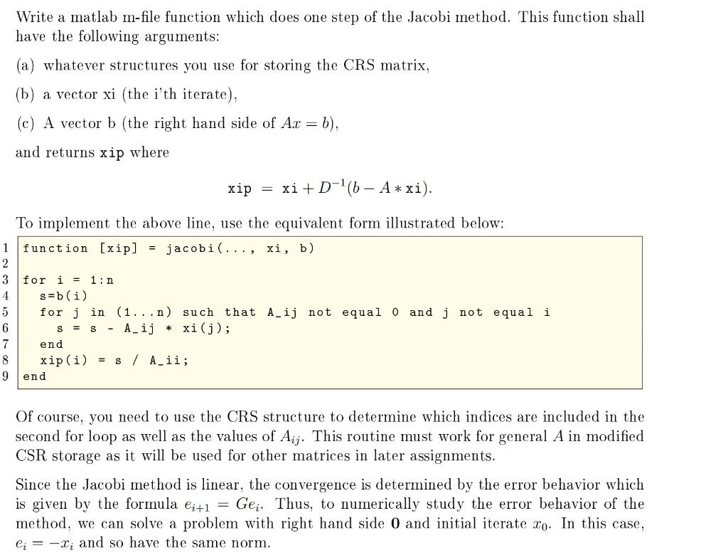 Solved Recall that CRS stands for compressed sparse row | Chegg.com