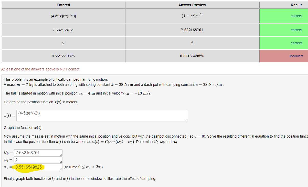 Solved The highlighted part is being displayed as incorrect. | Chegg.com