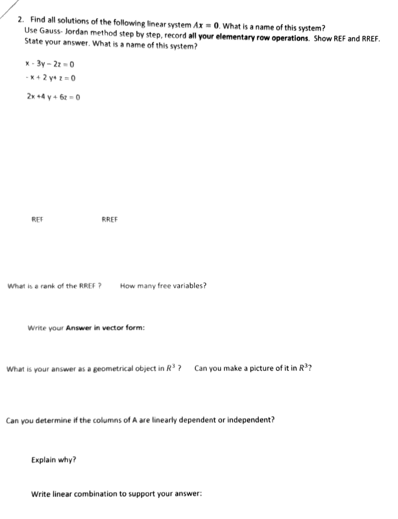 Solved 2. Find all solutions of the following linear system | Chegg.com
