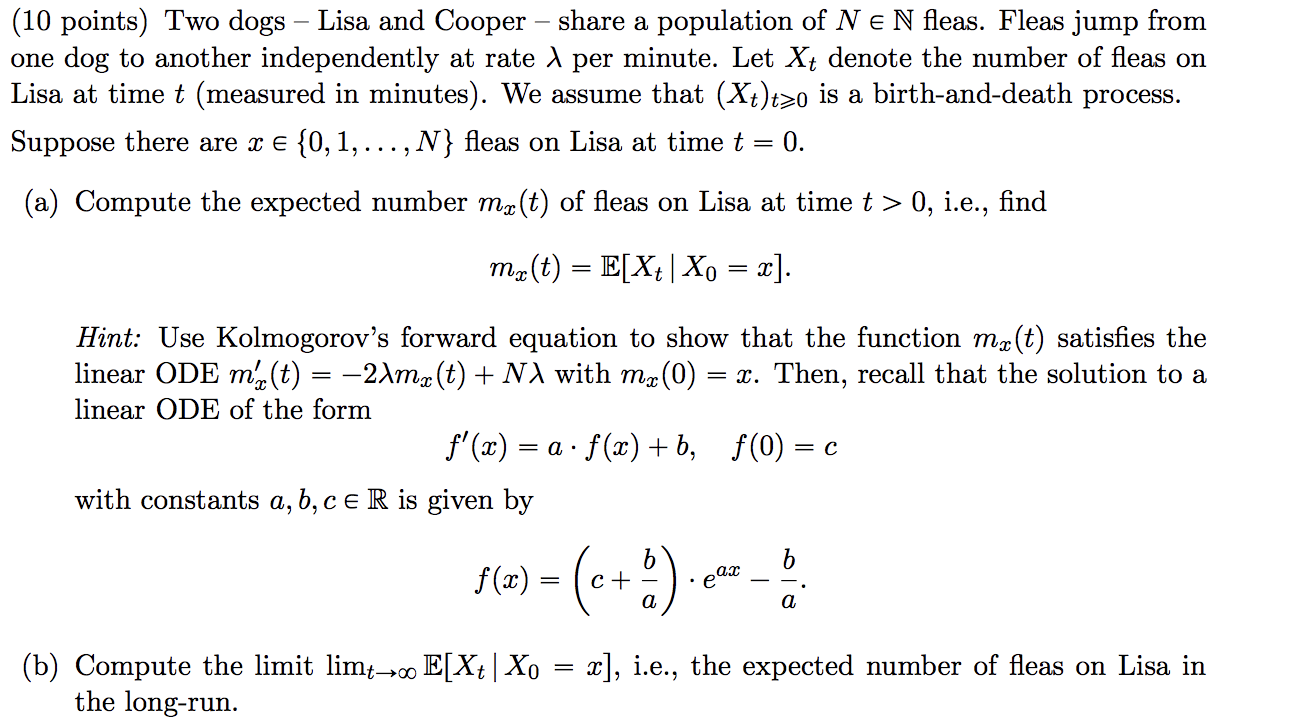 (10 points) Two dogs - Lisa and Cooper - share a | Chegg.com