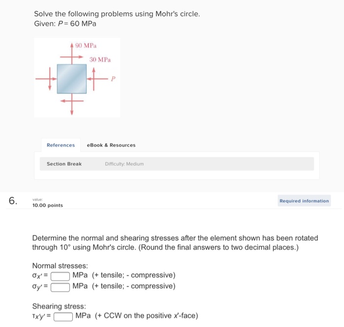 Solved Solve the following problems using Mohr's circle | Chegg.com