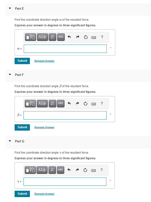 [Solved]: Express F2 In Cartesian vector form. Enter the co