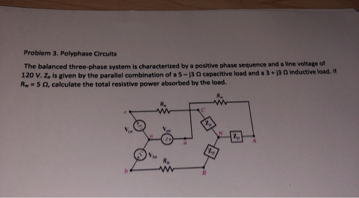 Solved Problem 3. Polyphase Circuits The balanced | Chegg.com