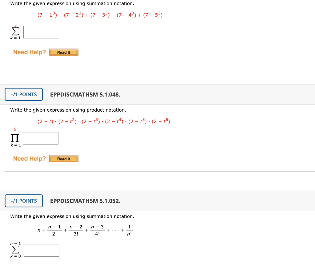 Solved Write The Given Expression Using Summation Notation 1400