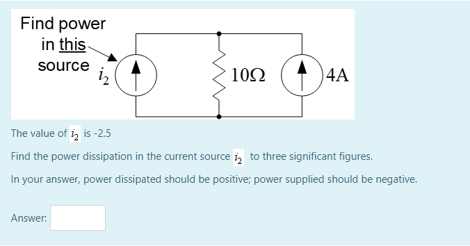 Solved Find power in this source 1022 4A The value of iz is | Chegg.com