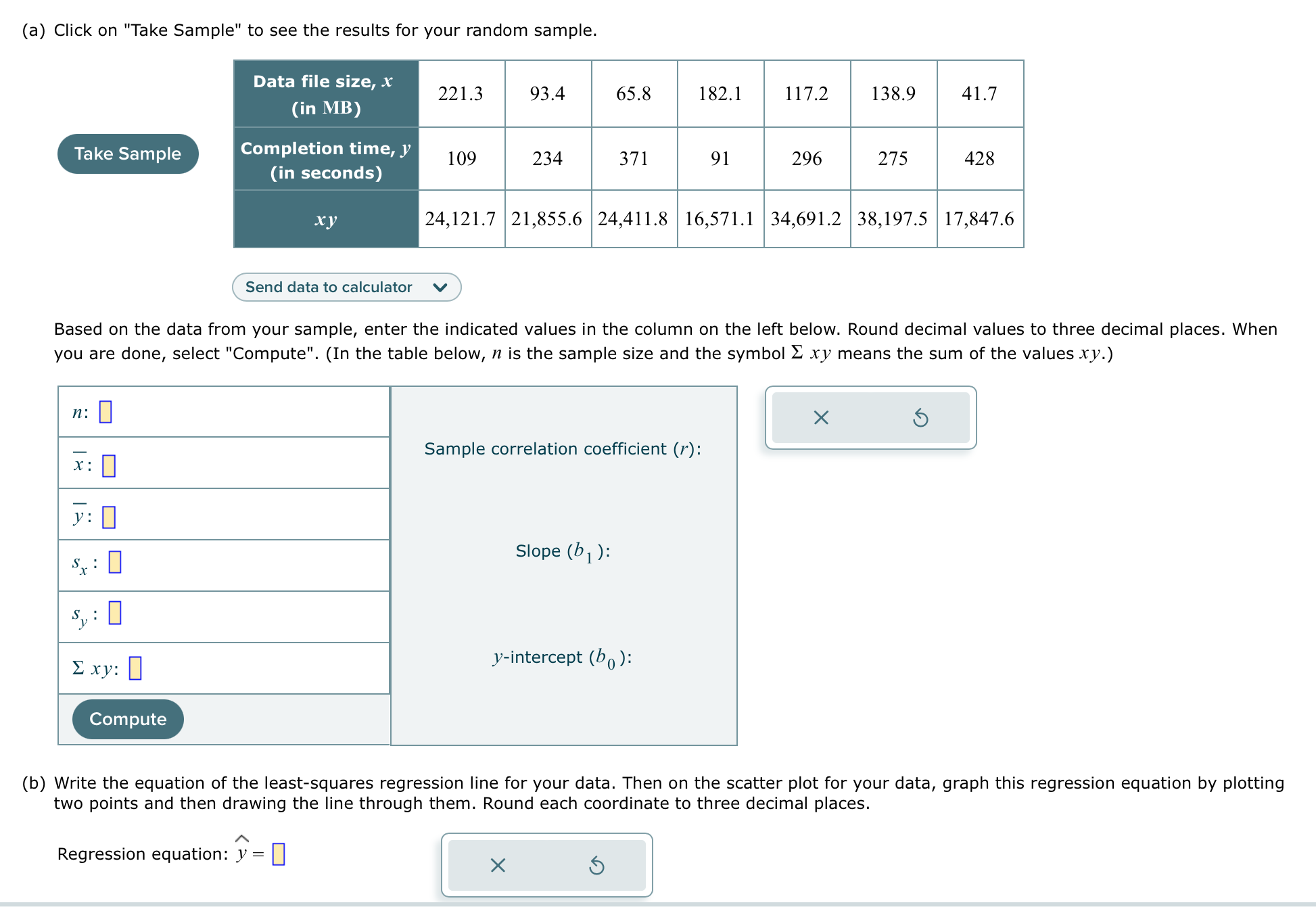 Solved (a) Click on "Take Sample" to see the results for | Chegg.com