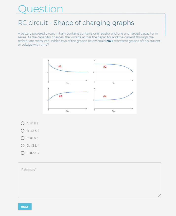 Solved Question RC circuit - Shape of charging graphs A | Chegg.com