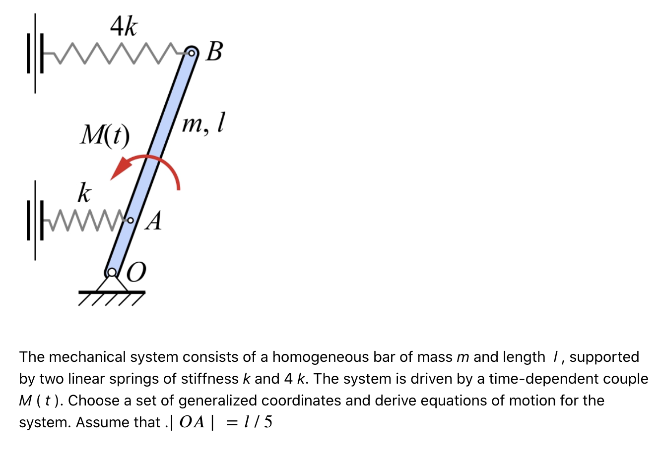 Solved 4k IM B Mt) m, 1 pring The mechanical system consists | Chegg.com