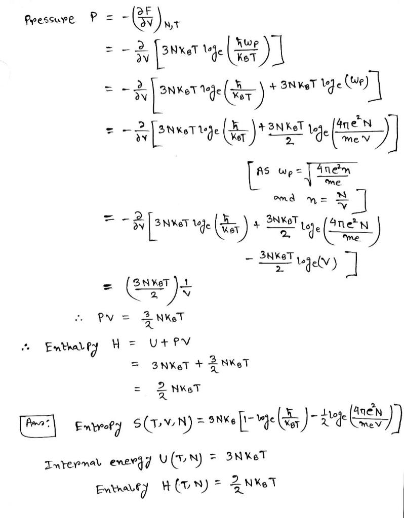 Solved Find Entropy(S) as a function of U , V , N using | Chegg.com
