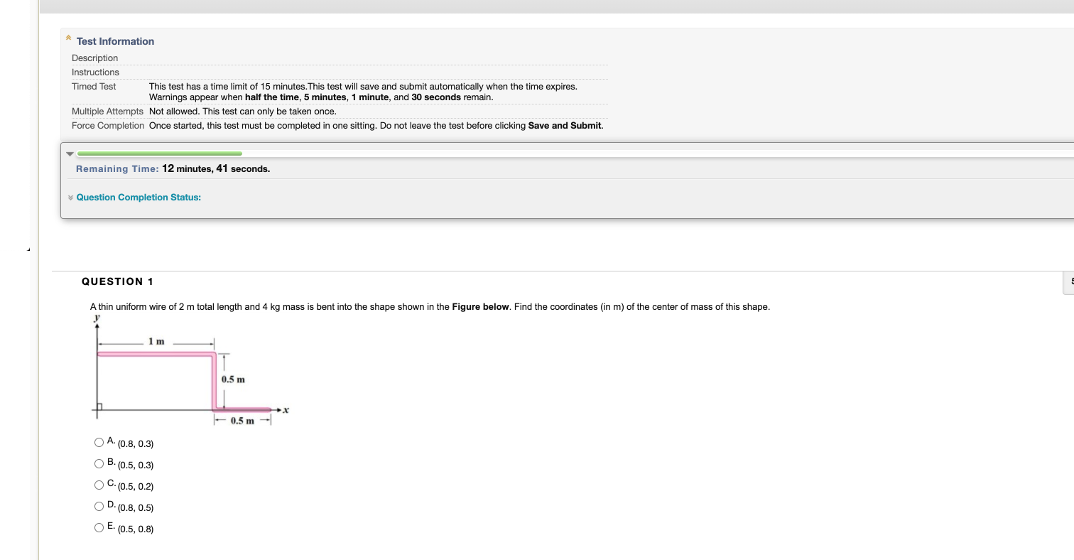 Solved Test Information Description Instructions Timed Test | Chegg.com