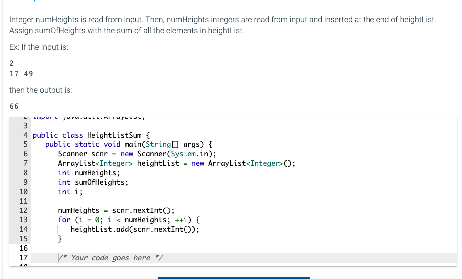 Solved JAVAInteger numHeights is read from input. Then, | Chegg.com