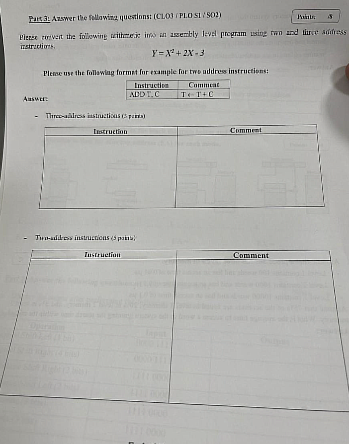 Solved Part 3: Answer the following questions: (CLO3 / PLO | Chegg.com
