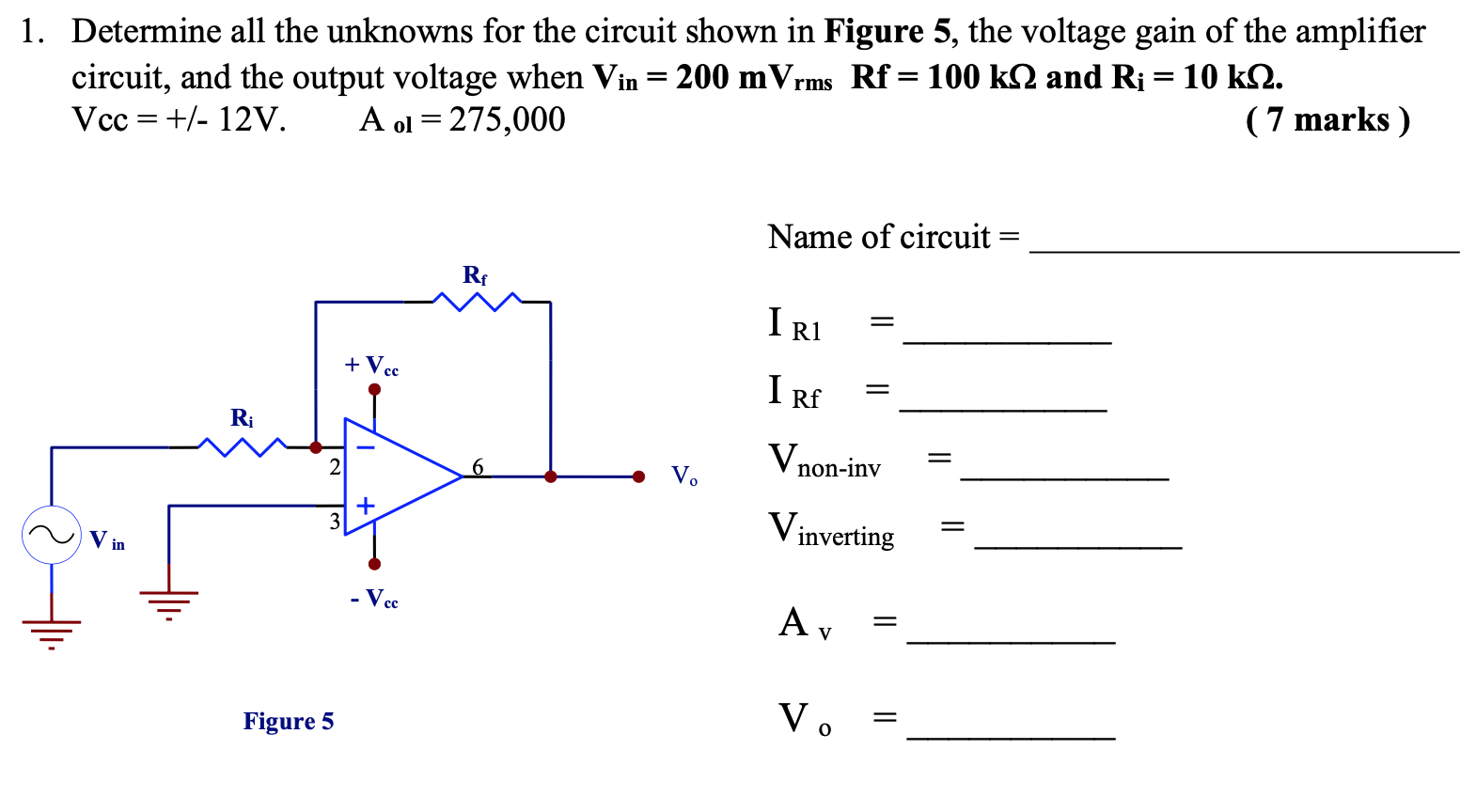 Solved 1. Determine all the unknowns for the circuit shown | Chegg.com