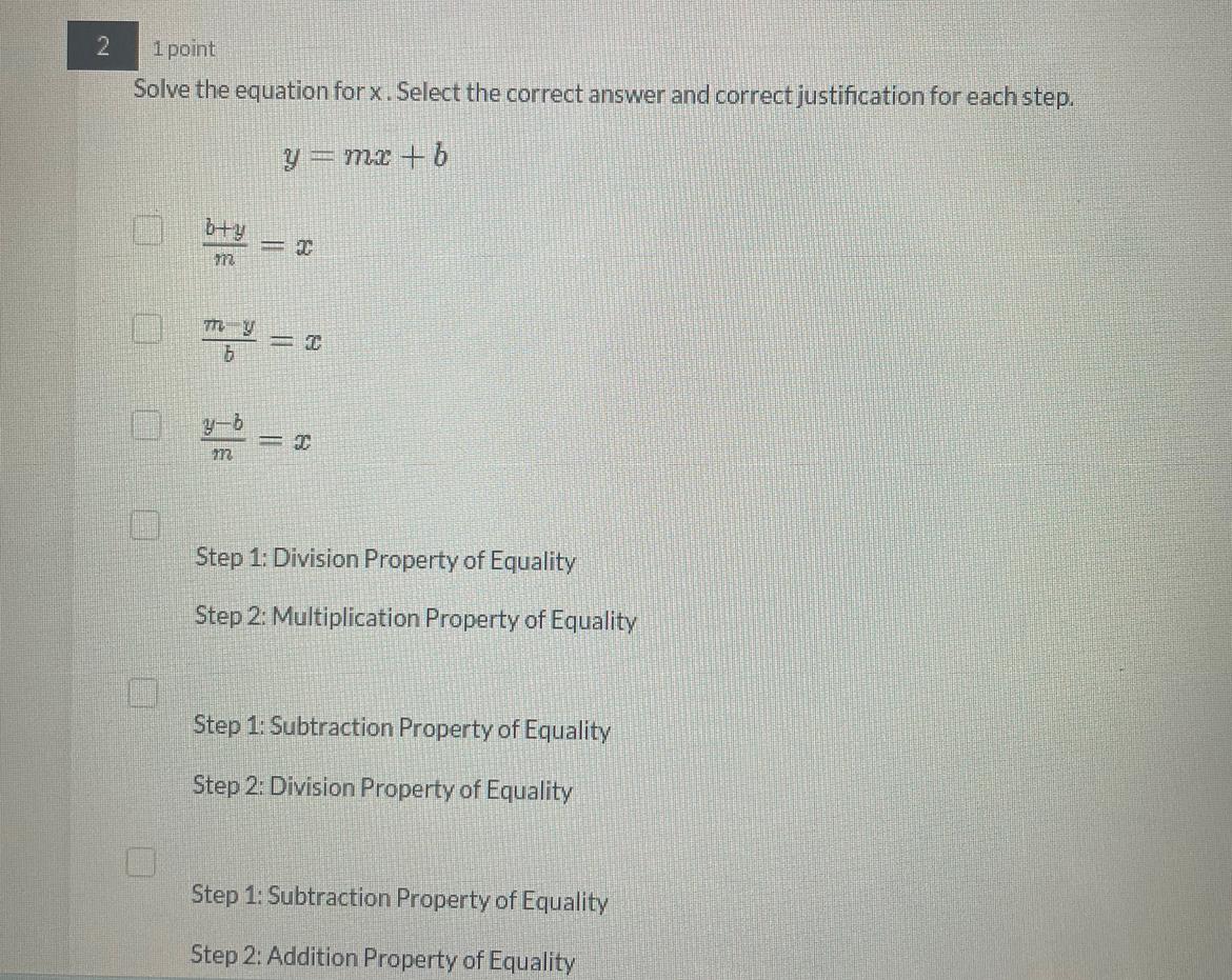Solved 2 1point Solve the equation for x. Select the correct | Chegg.com