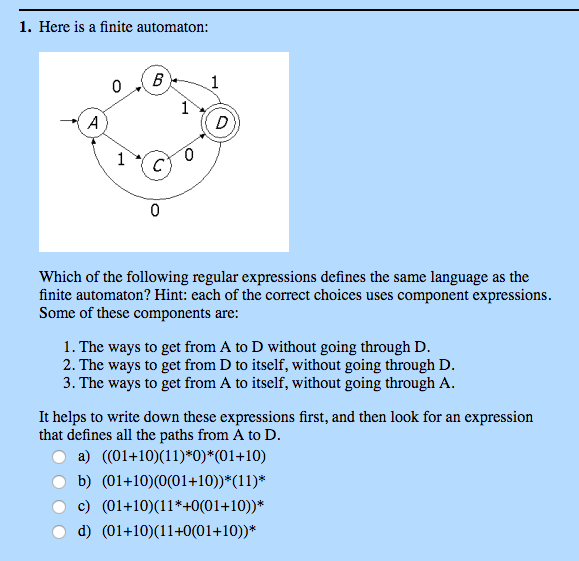 Solved 1. Here is a finite automaton: Which of the following | Chegg.com
