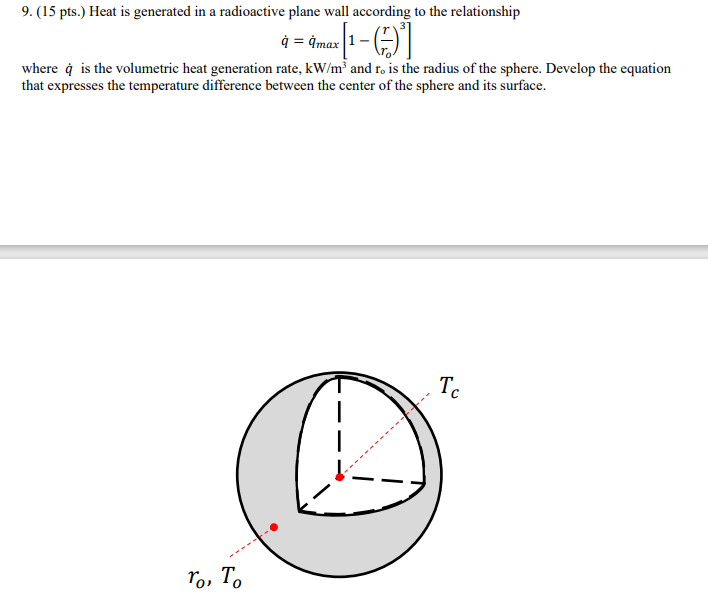 Solved 9. (15 pts.) Heat is generated in a radioactive plane | Chegg.com