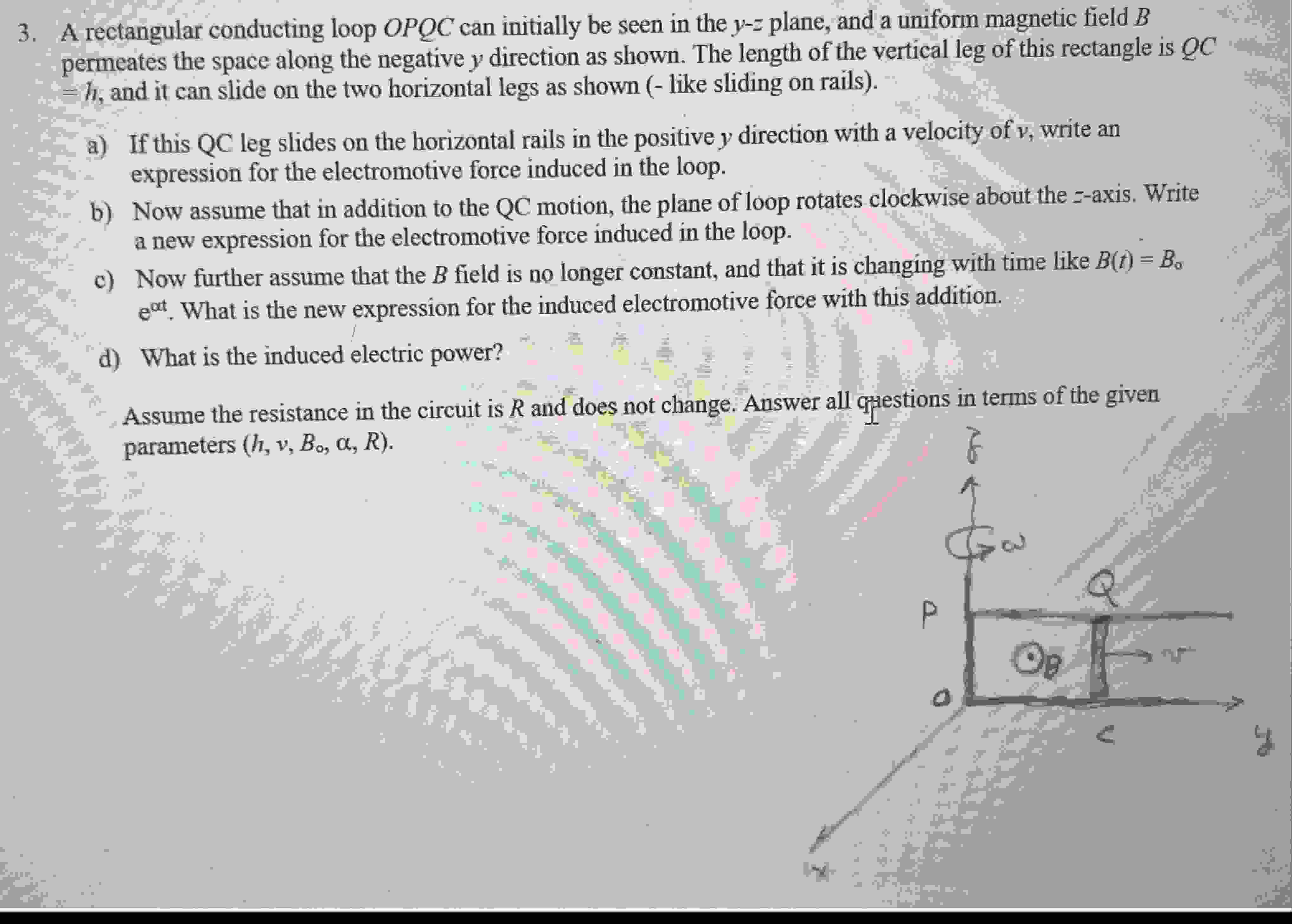 Solved A rectangular conducting loop OPQC can initially be | Chegg.com