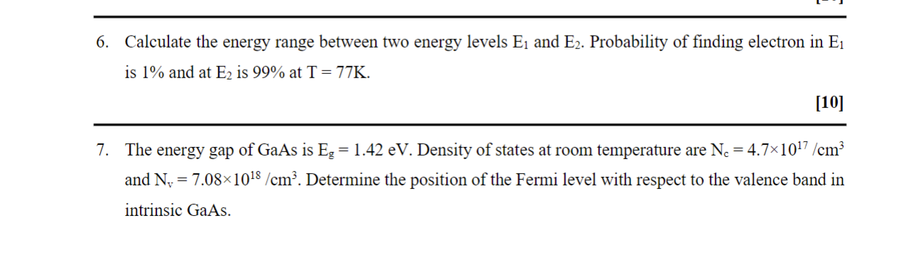 Solved 6. Calculate the energy range between two energy | Chegg.com