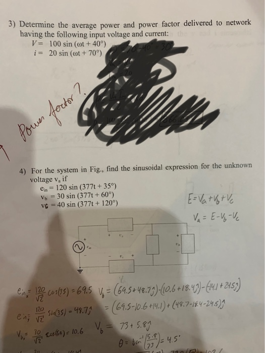 Solved 3) Determine the average power and power factor | Chegg.com