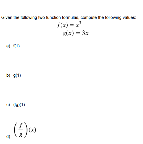 Solved Given the following two function formulas, compute | Chegg.com