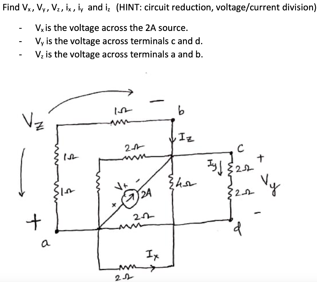 Solved Find Vx, Vy, Vz, ix, iy and iz (HINT: circuit | Chegg.com