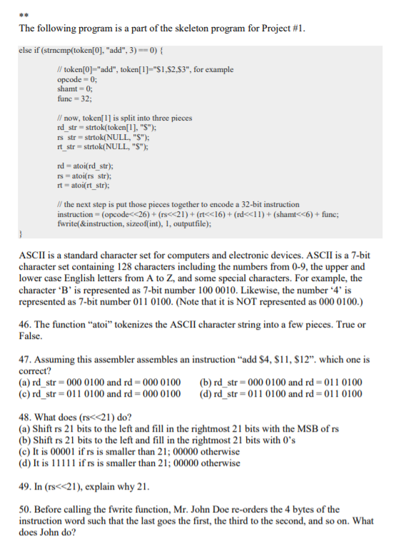 The following program is a part of the skeleton | Chegg.com