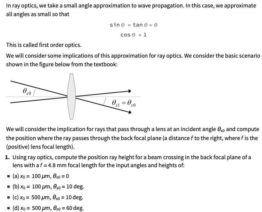 In ray optics, we take a small angle approximation to | Chegg.com
