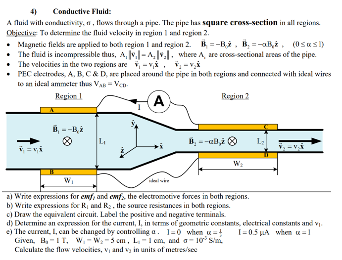 4) Conductive Fluid: A fluid with conductivity, o, | Chegg.com