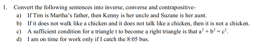 Solved 1. Convert the following sentences into inverse, | Chegg.com