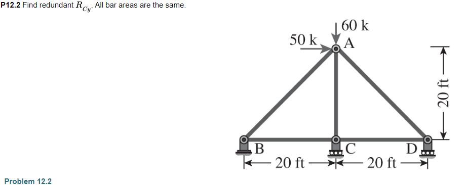 Solved P12.2 ﻿Find redundant RCy ﻿All bar areas are the | Chegg.com