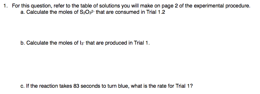 Solved Solution A Solution B Trial mL Buffer mL 0.3 M KI mL | Chegg.com