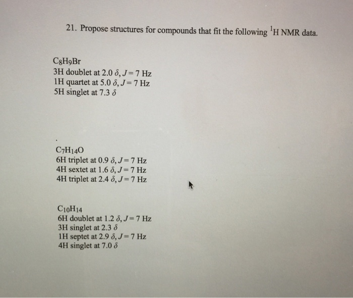Solved Propose Structures For Compounds That Fit The