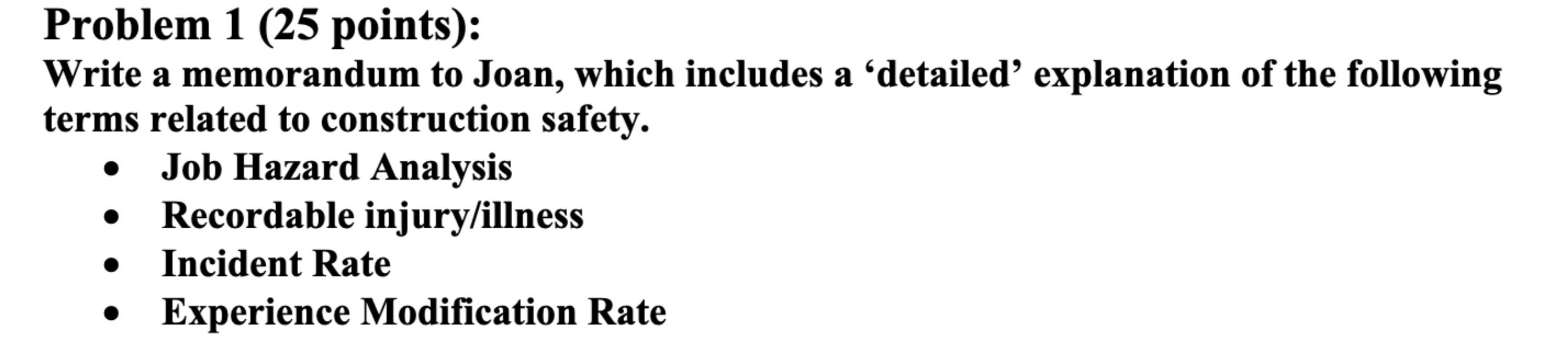 Solved Problem 1 (25 points):Write a memorandum to Joan, | Chegg.com Solved Problem 1 (25 points):Write a memorandum to Joan, | Chegg.com
