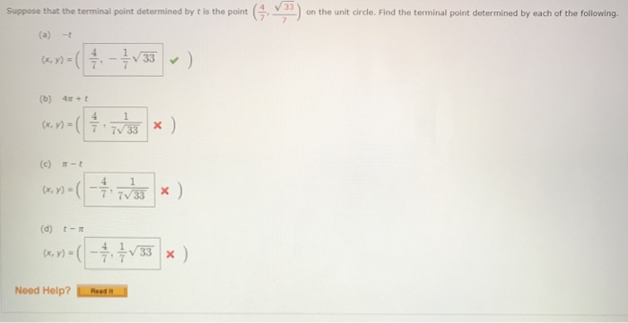 Solved Suppose that the terminal point determined by t is | Chegg.com