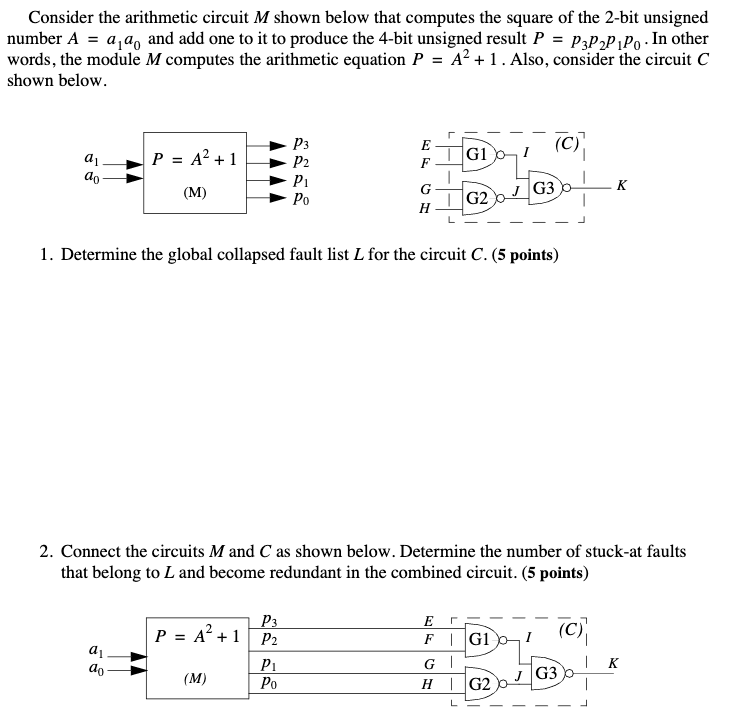 Consider the arithmetic circuit M shown below that | Chegg.com