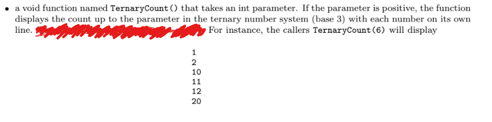 Solved • a void function named TernaryCount() that takes an | Chegg.com