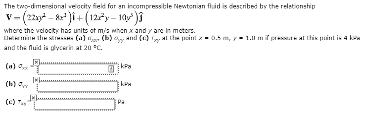 Solved The two-dimensional velocity field for an | Chegg.com