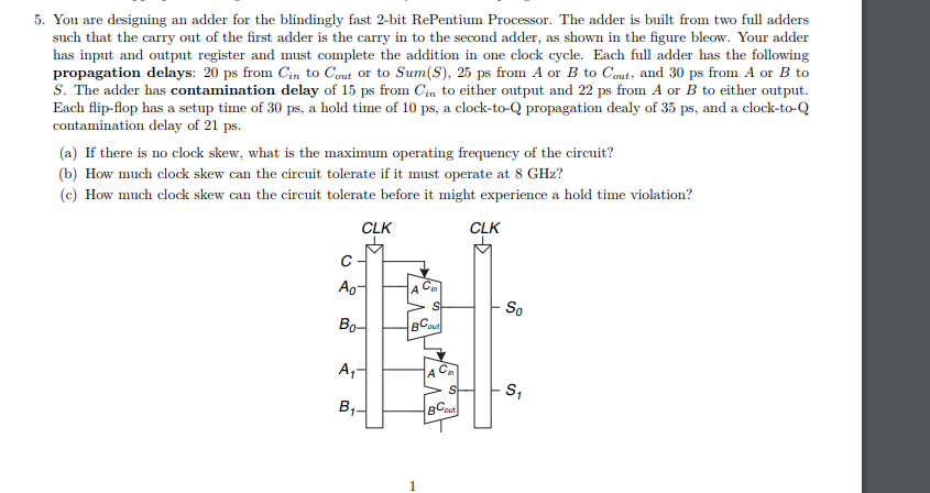 Solved (a) If there is no clock skew, what is the maximum | Chegg.com