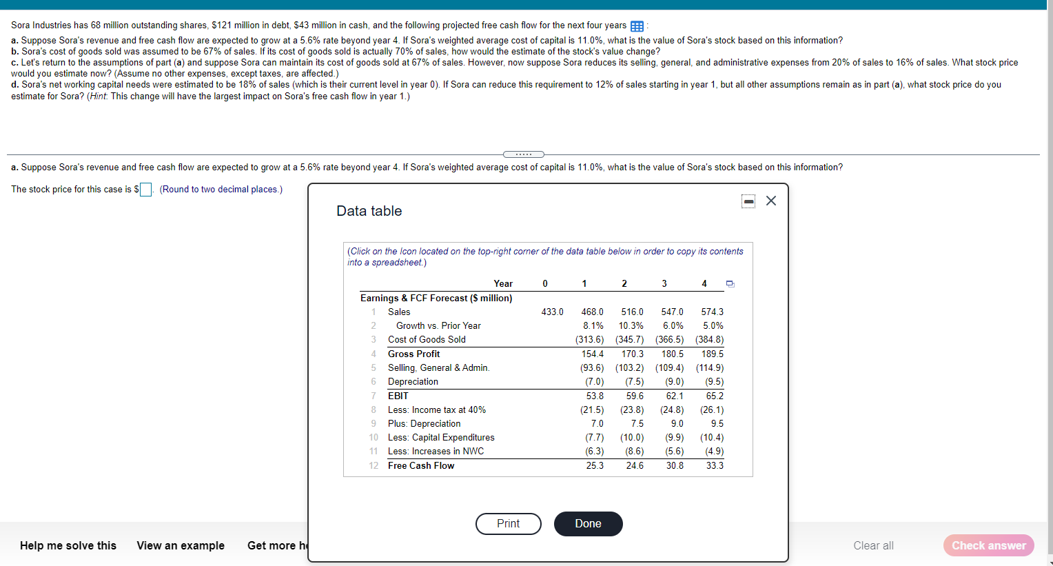 Sora Industries has 68 million outstanding shares, | Chegg.com