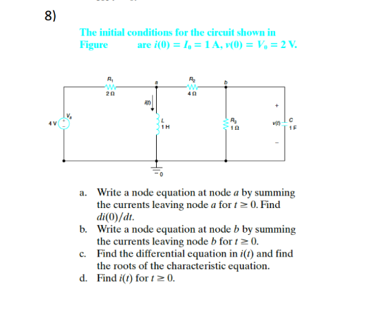 Solved The initial conditions for the circuit shown in | Chegg.com
