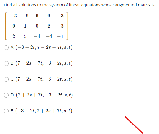 Solved Find all solutions to the system of linear equations | Chegg.com